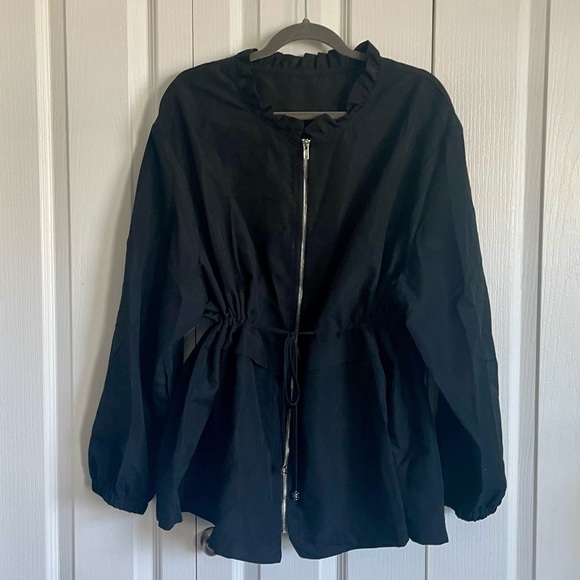 Temu | Jackets & Coats | Cinchwaist Jacket With Ruffle Collar | Poshmark